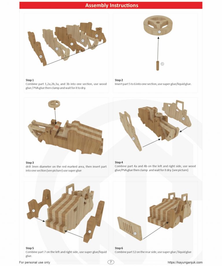 Tractor Front Loader Wooden toy plans - Kayu Nganjuk