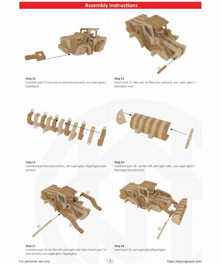 Tractor Front Loader Wooden toy plans - Kayu Nganjuk