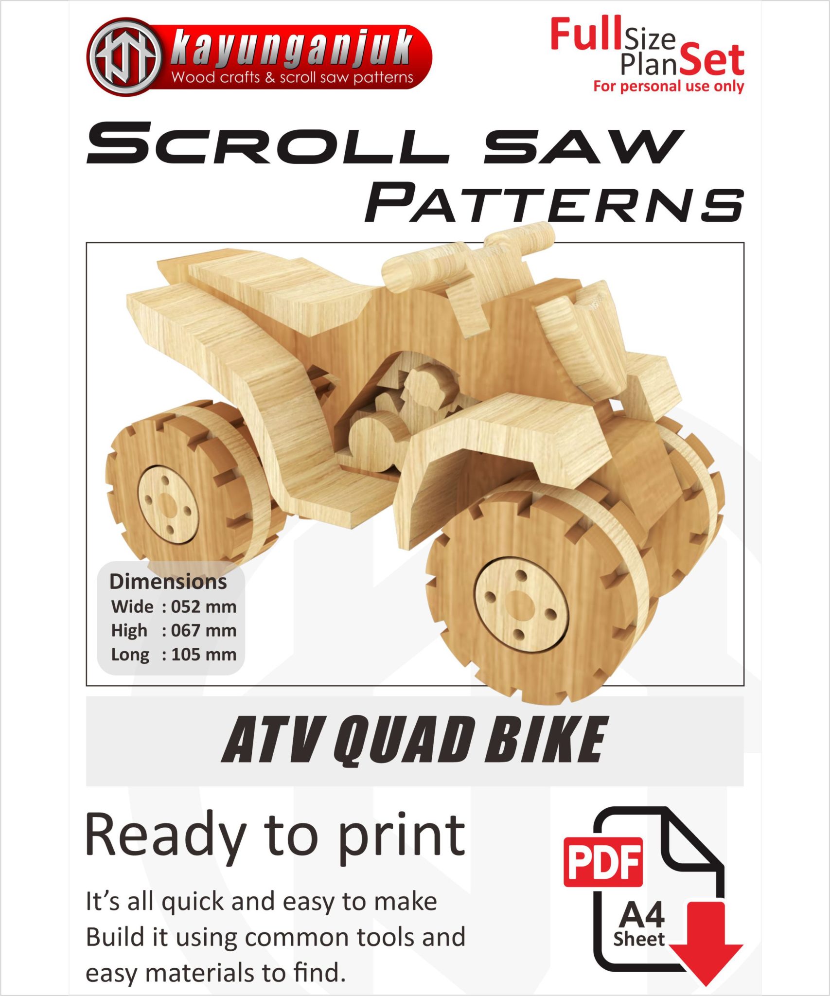 ATV Quad Bike Wooden toy plans download PDF