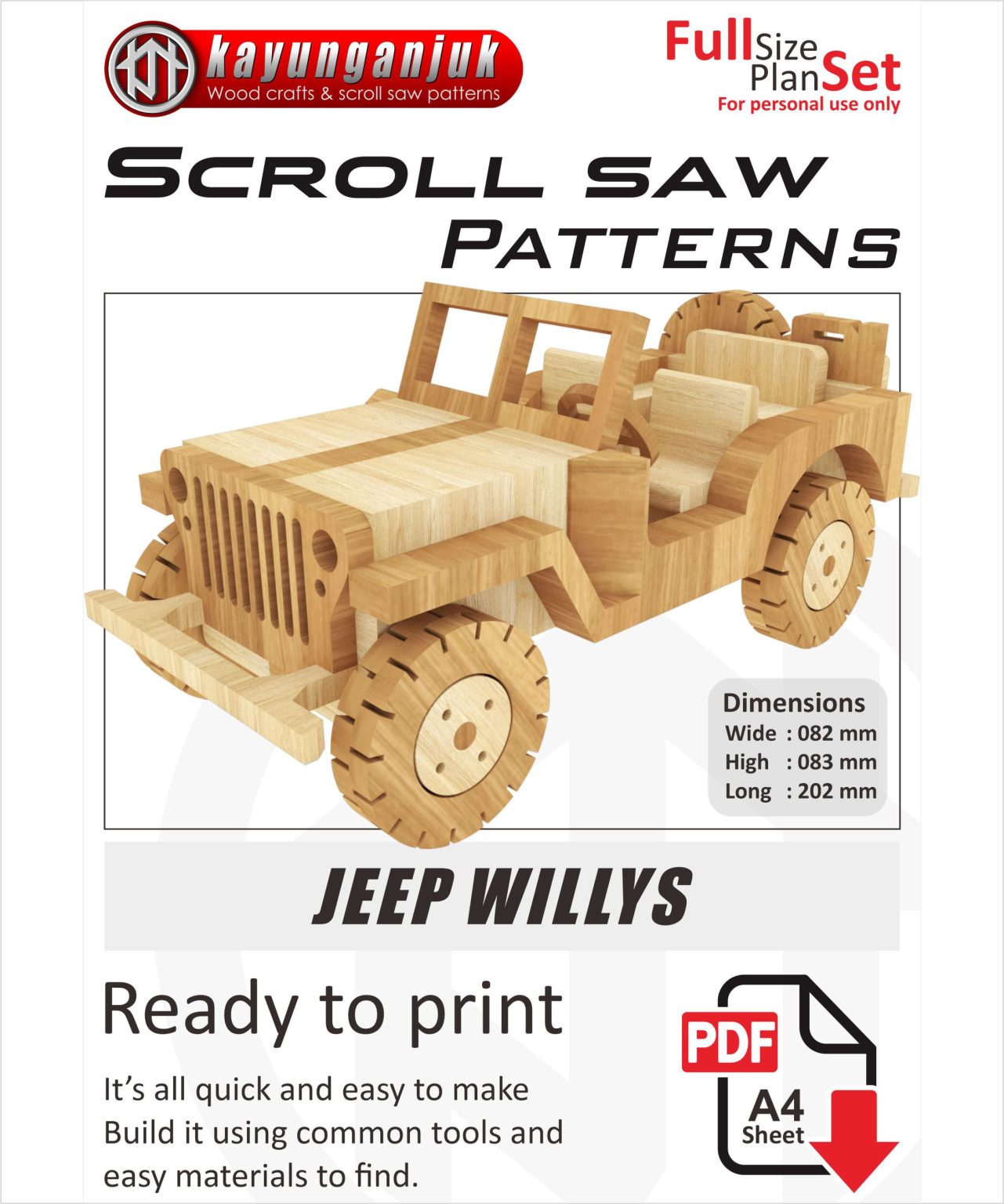 Jeep Willys Wooden toy plans download