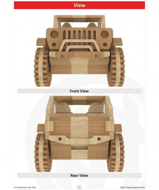 Jeep Wrangler Trailcat Wooden toy plans - Kayu Nganjuk