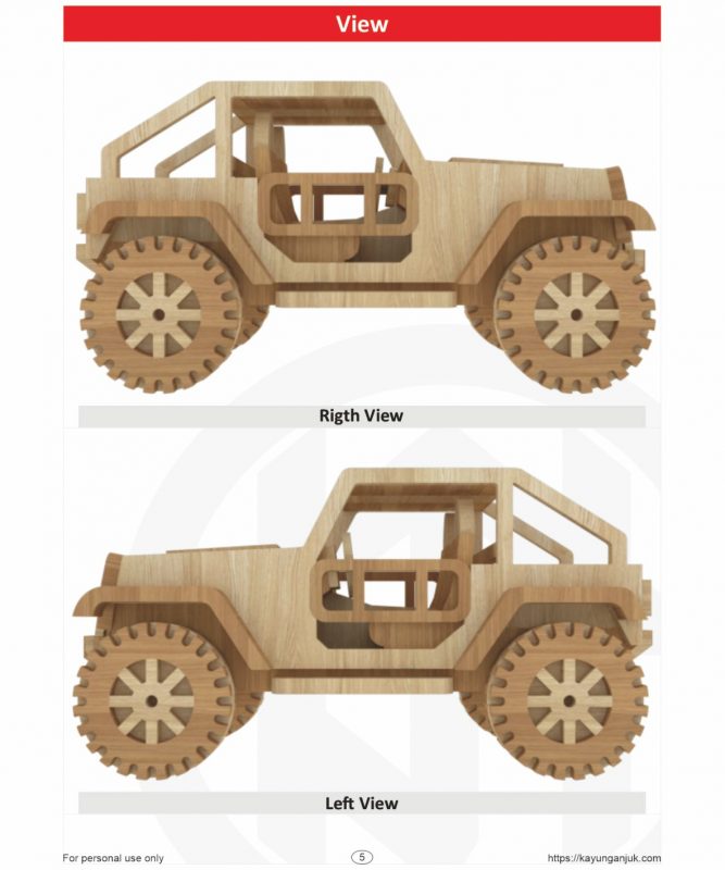 Jeep Wrangler Trailcat Wooden toy plans - Kayu Nganjuk