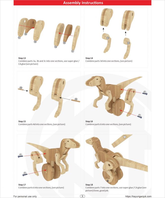 Velociraptor Wooden toy plans download pdf - Kayu Nganjuk