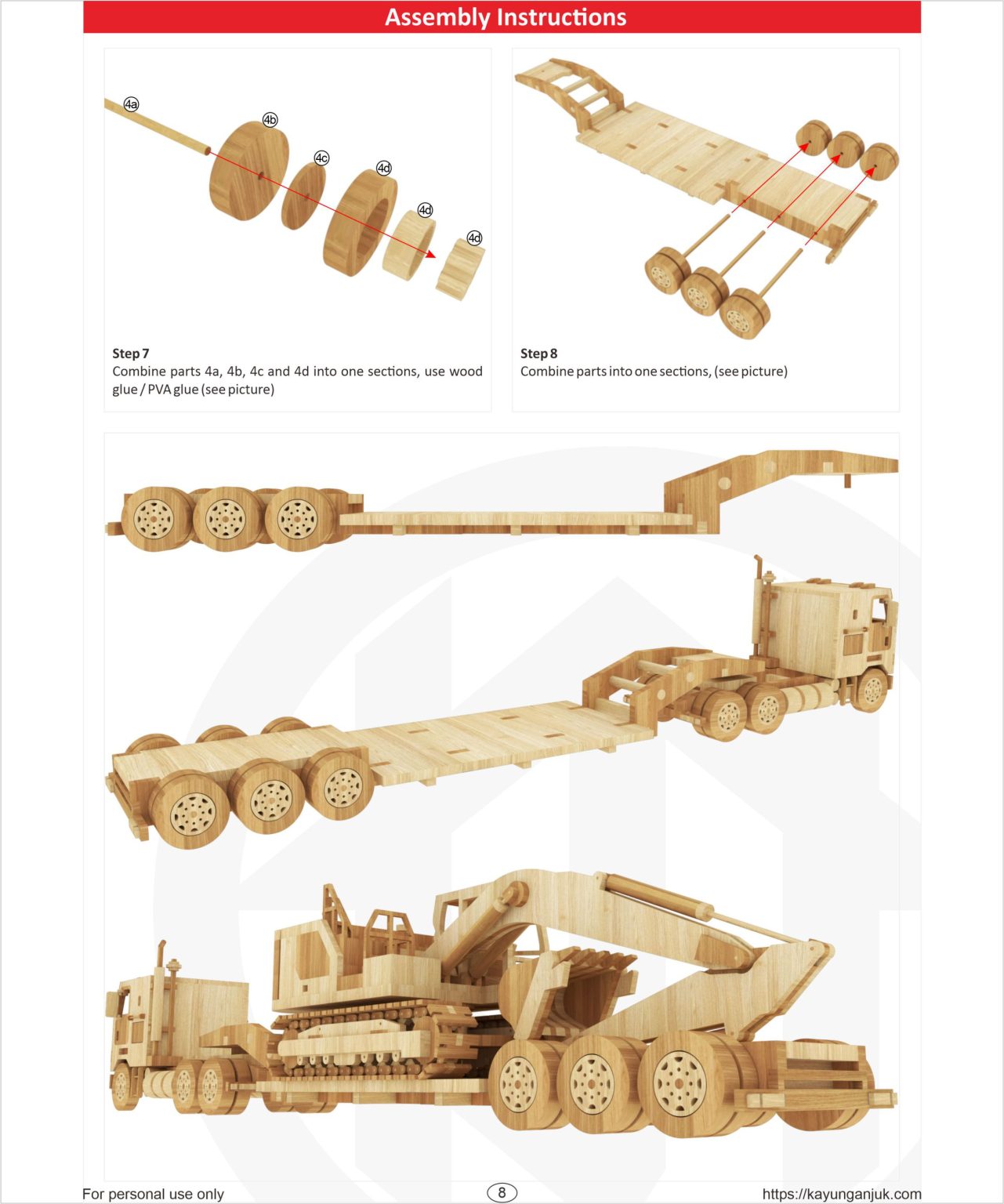 Lowboy Heavy Equipment Trailer Wooden toy plans - Download
