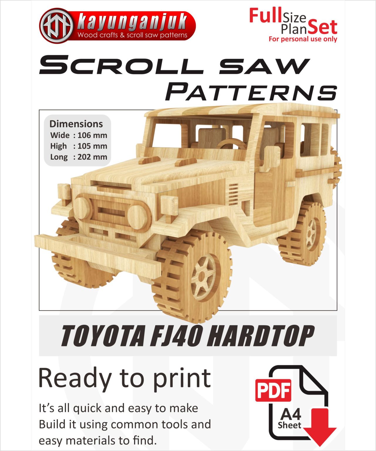 Jeep Willys Wooden toy plans download