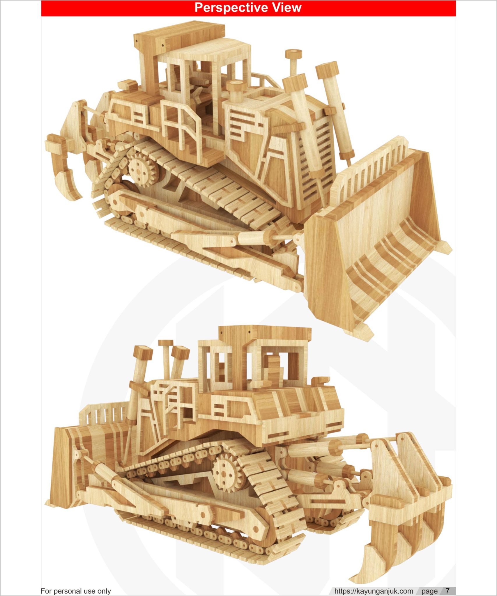 Bulldozer Wooden toy plans download PDF