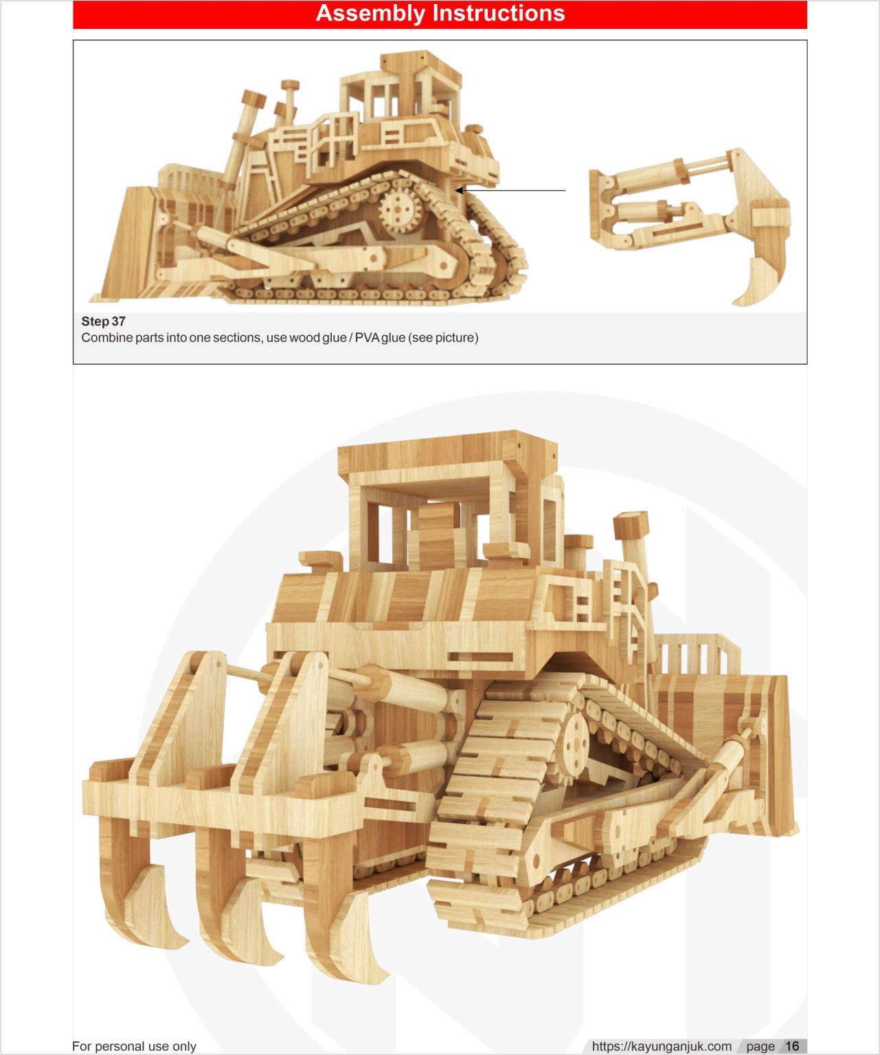 Bulldozer Wooden toy plans download PDF