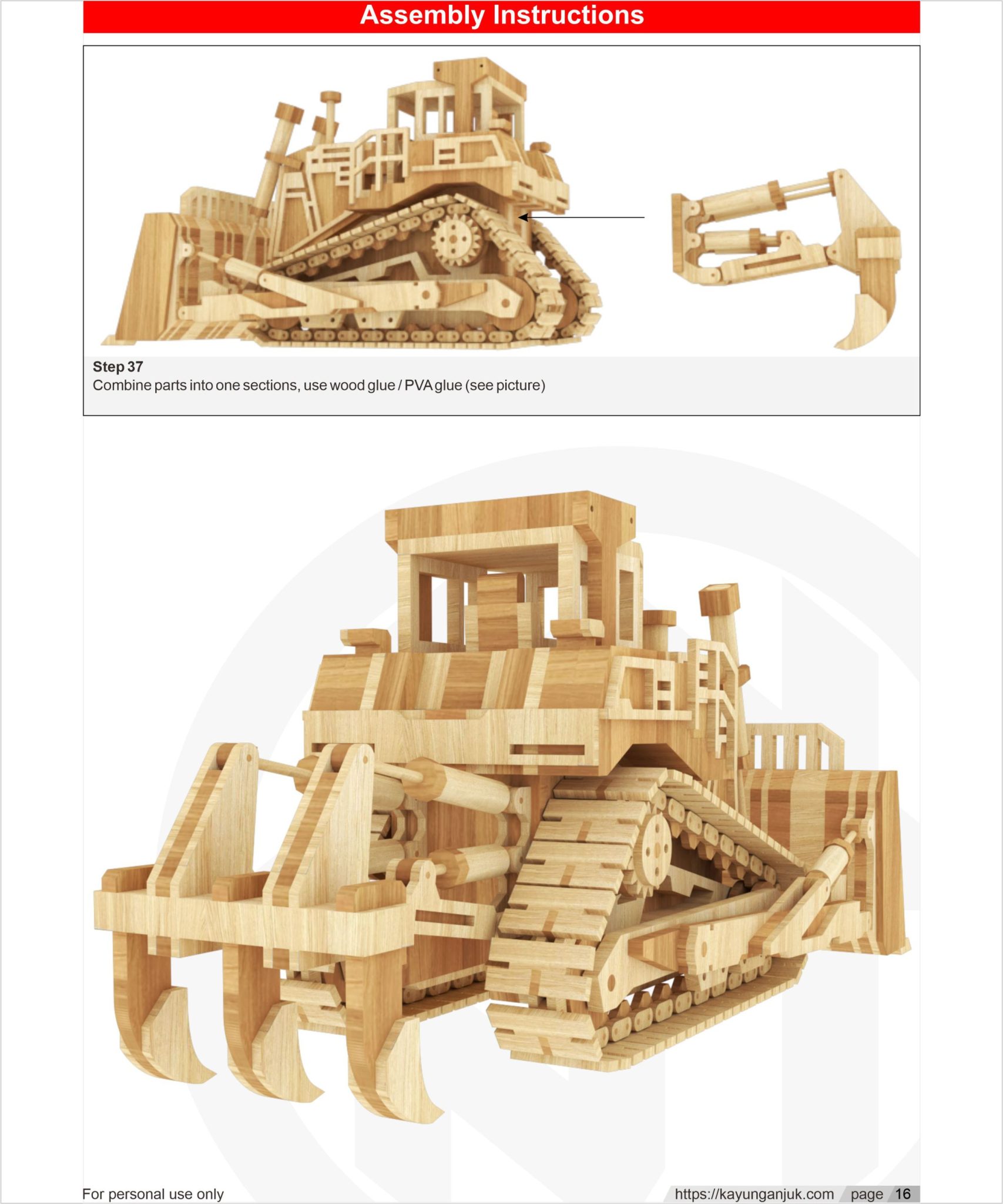 Bulldozer Wooden toy plans download PDF