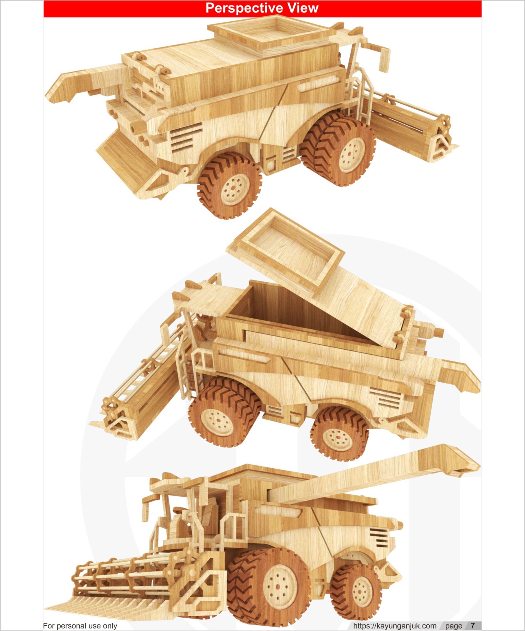 Combine Harvester Wooden toy plans download