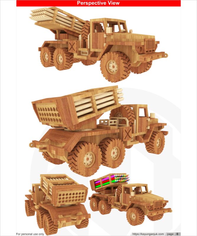 BM-21 GRAD Military Truck Wooden toy plans download PDF