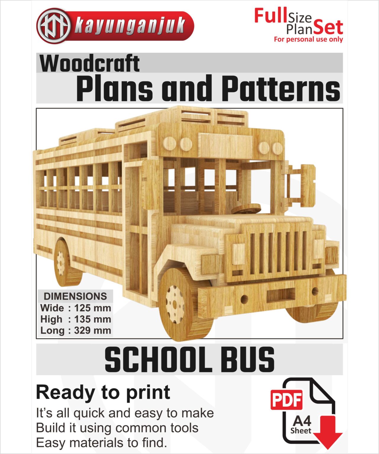 School Bus Wooden toy plans download