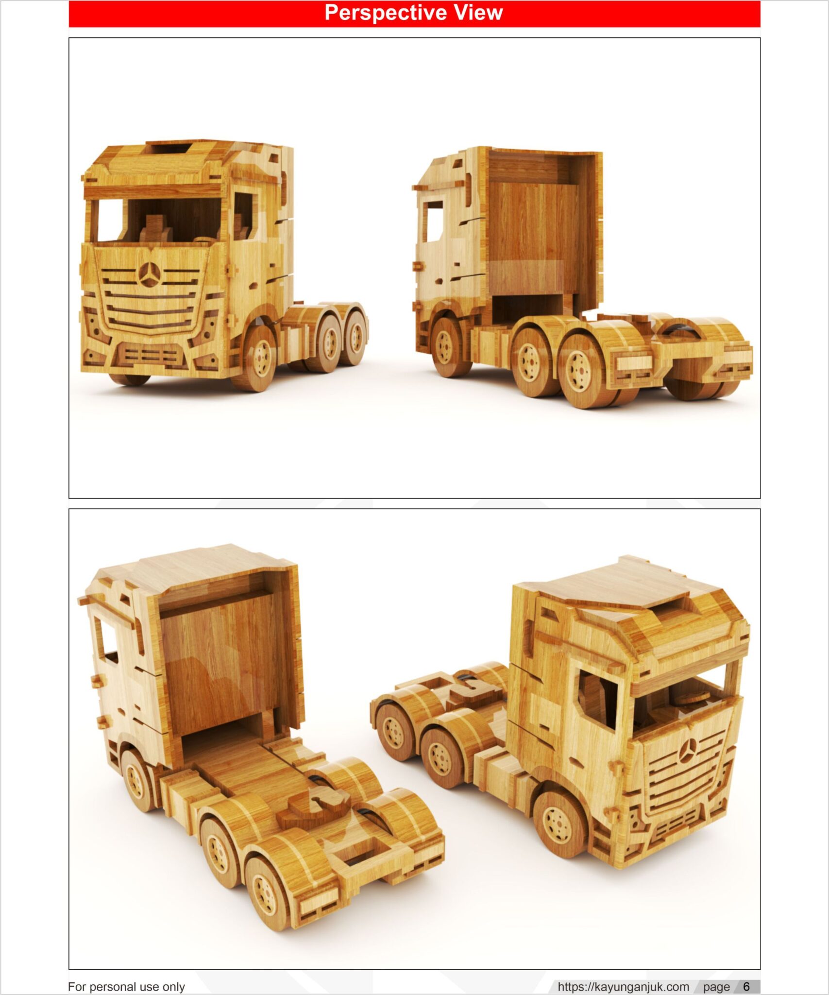Mercedes Benz Actros Wooden toy truck plans and patterns download PDF
