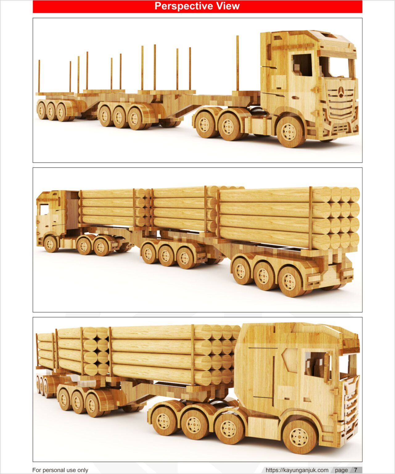 Logging Trailer Wooden toy truck plans and patterns download PDF
