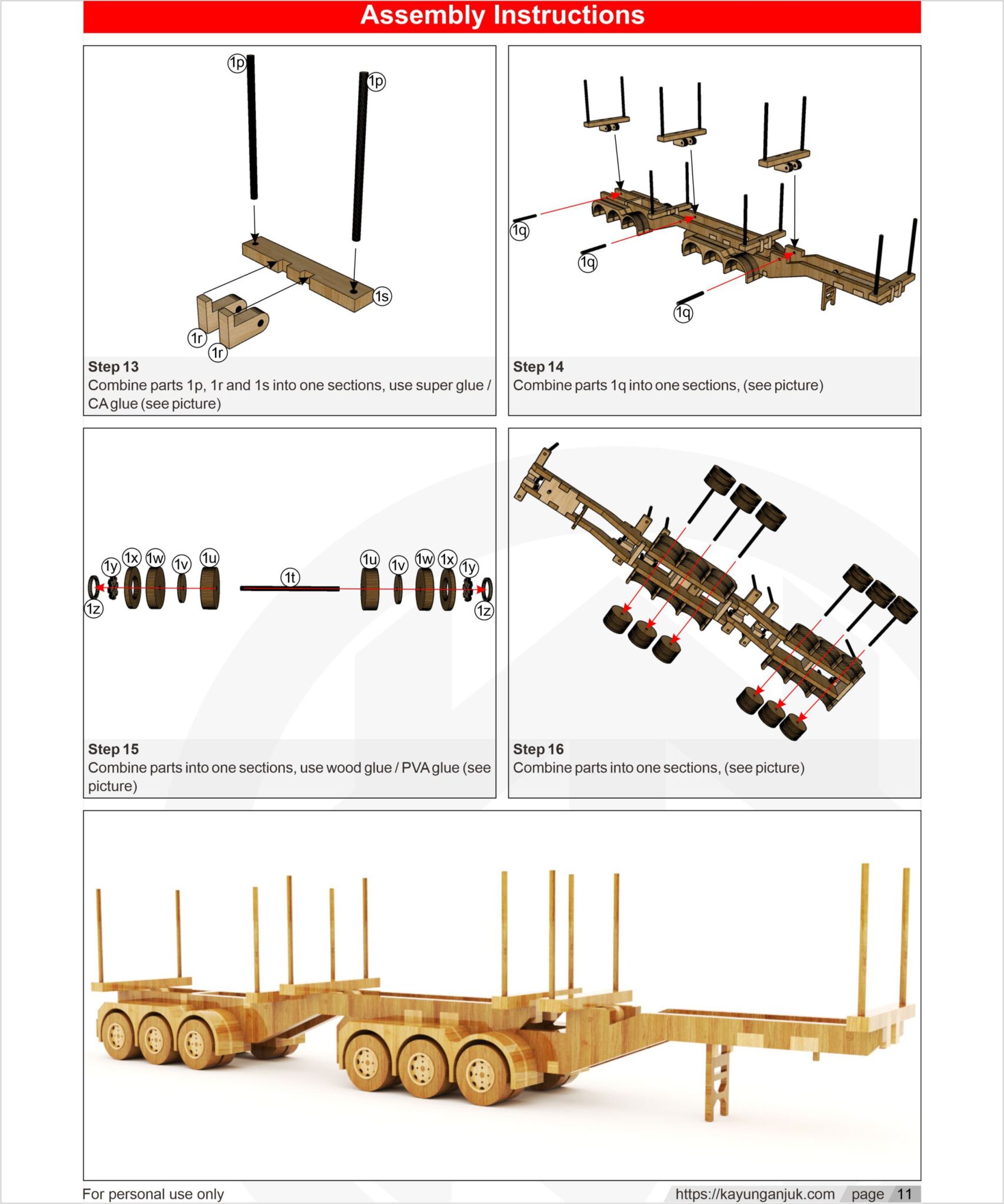 Logging Trailer Wooden toy truck plans and patterns download PDF